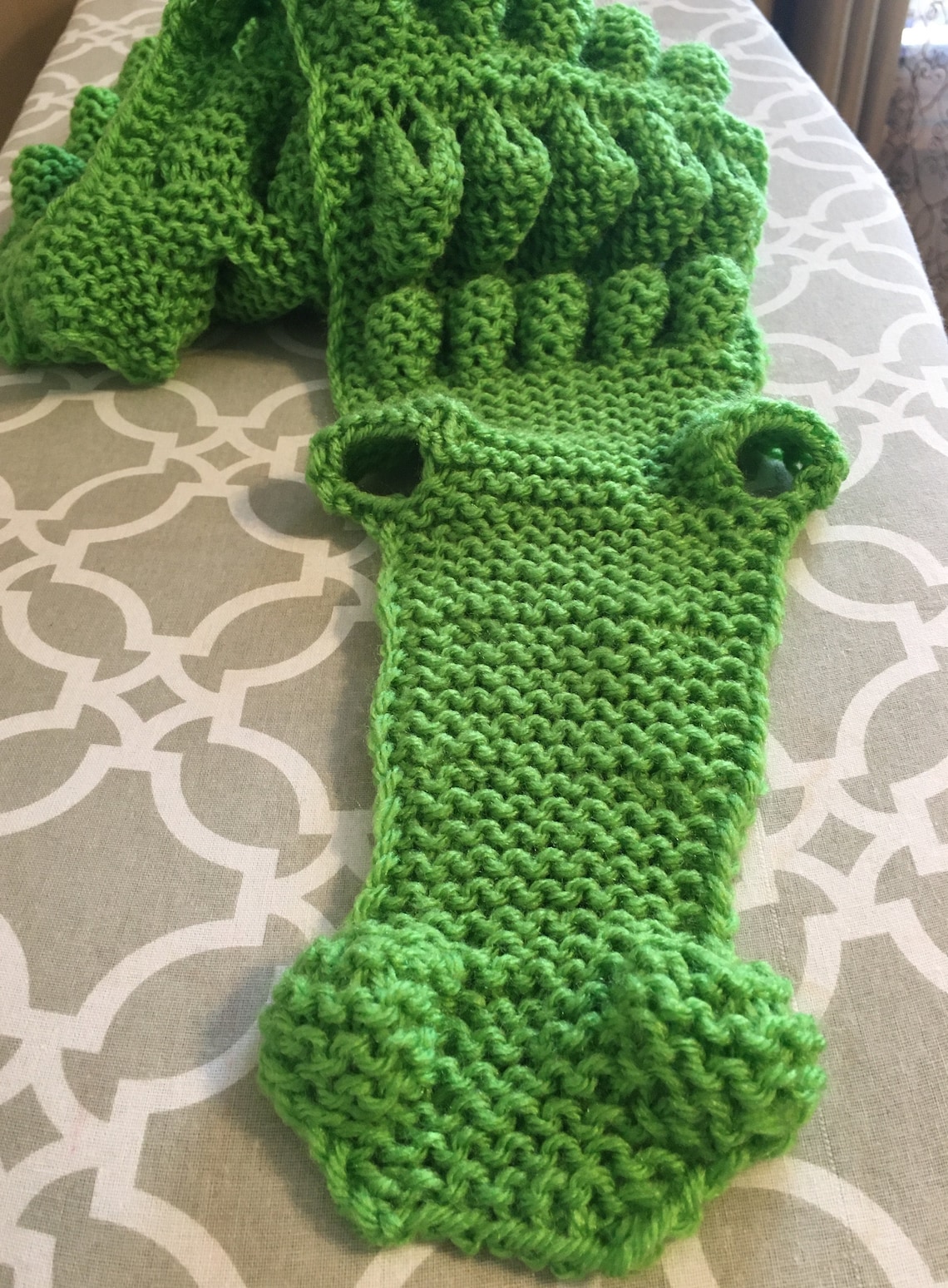 Hand Knitted Crocodile/alligator Scarf | Etsy