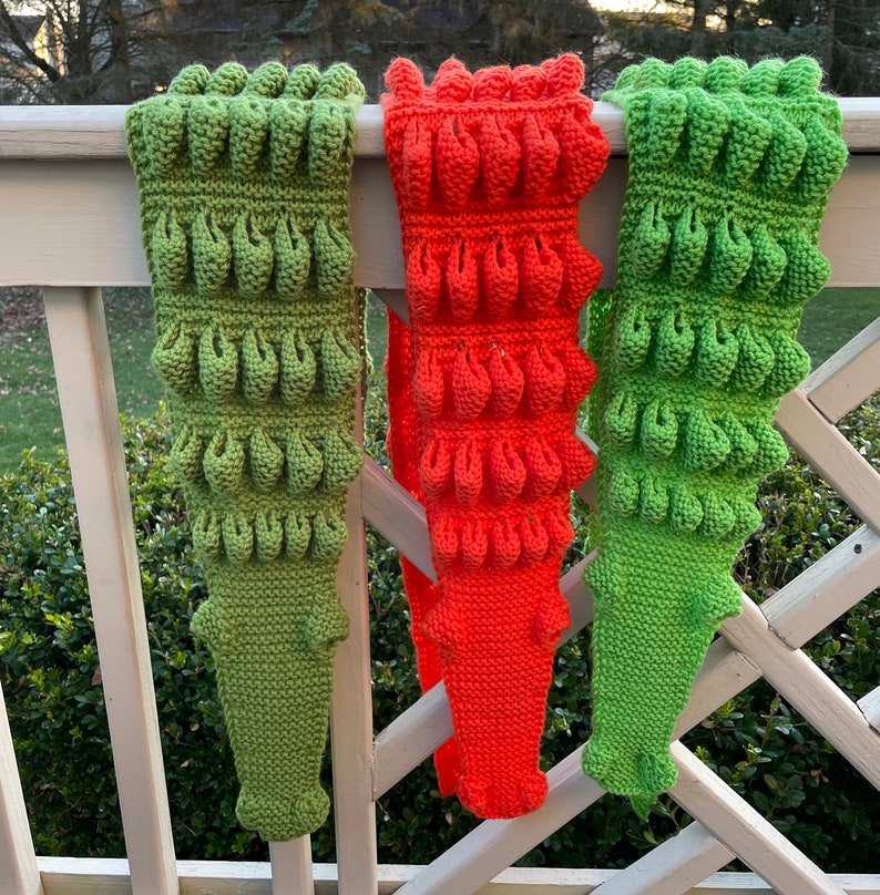 Hand Knitted Crocodile/alligator Scarf - Etsy