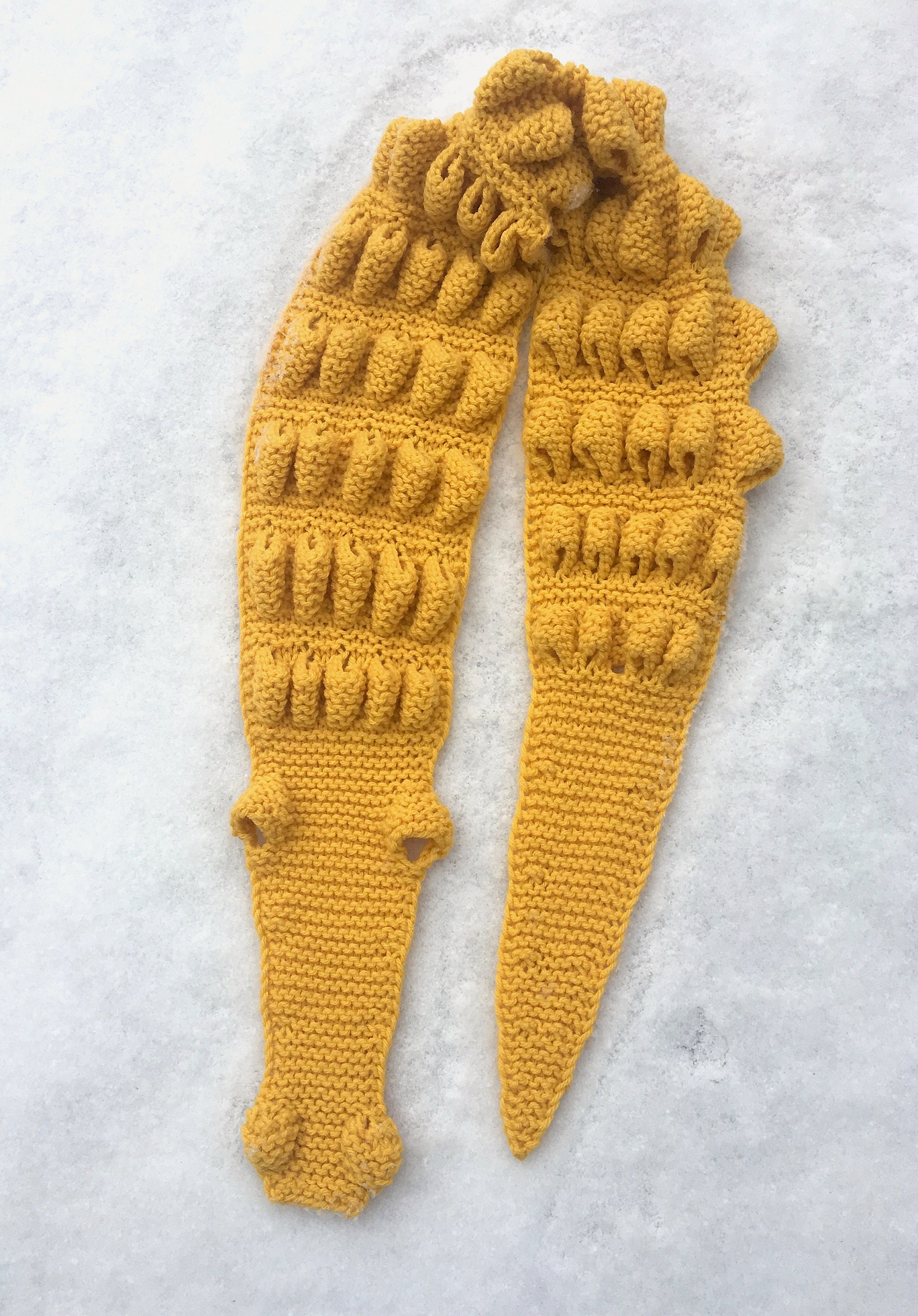 Yellow Hand Knitted Crocodile/alligator Scarf - Etsy