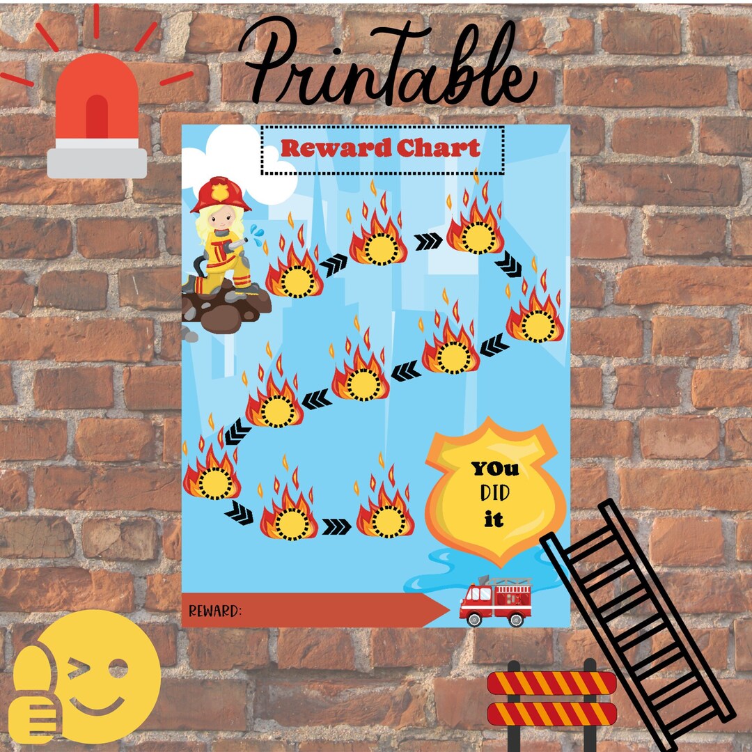 Reward Chart Fire Theme Add A Chore Chart for Kids - Etsy