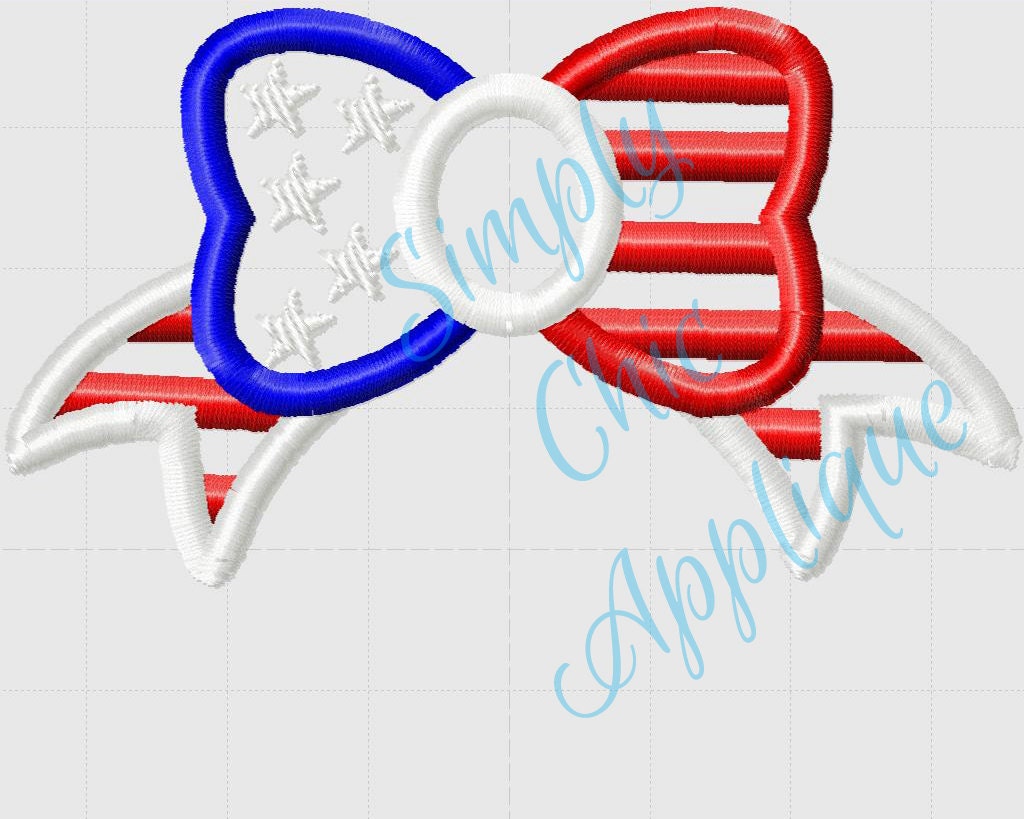 Instant Download Patriotic Bow Applique Monogram Topper | Etsy