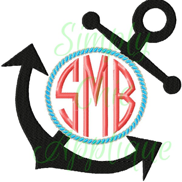 Anchor Monogram Embroidery Design - Etsy