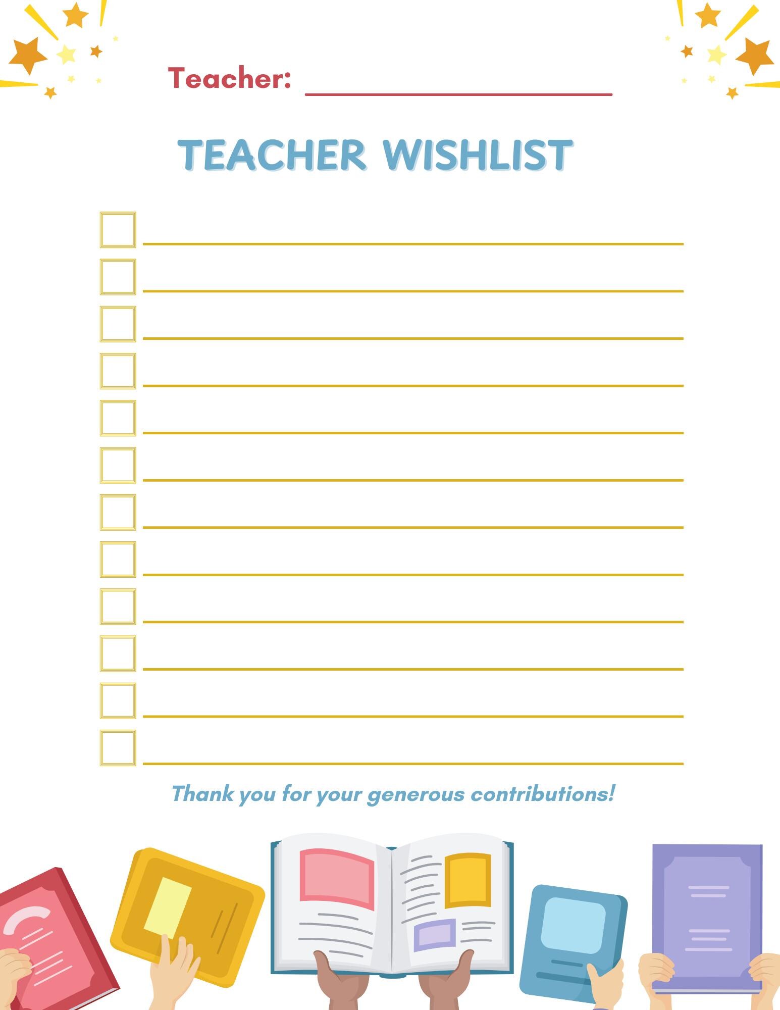 Book Fair Teacher Wish List Printable School Book Fair Donation Request ...