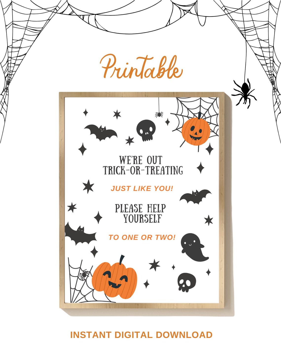 Printable Halloween Trick-or-treating Sign Help Yourself Candy Bowl ...