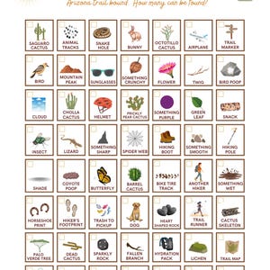 Desert Hike Printable Scavenger Hunt Kids Arizona Hiking Scavenger Hunt ...