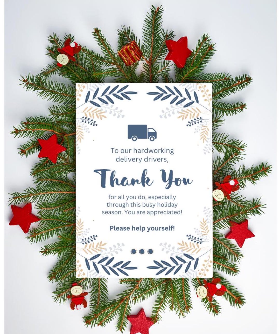 Printable Holiday Delivery Driver Thank You Sign Snack Basket Delivery ...