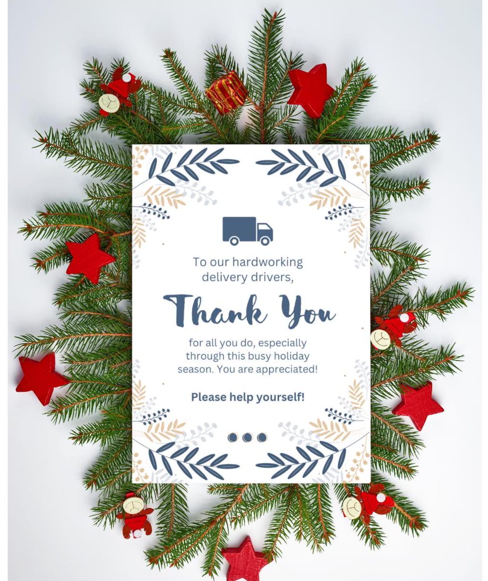 Printable Holiday Delivery Driver Thank You Sign Snack Basket Delivery ...