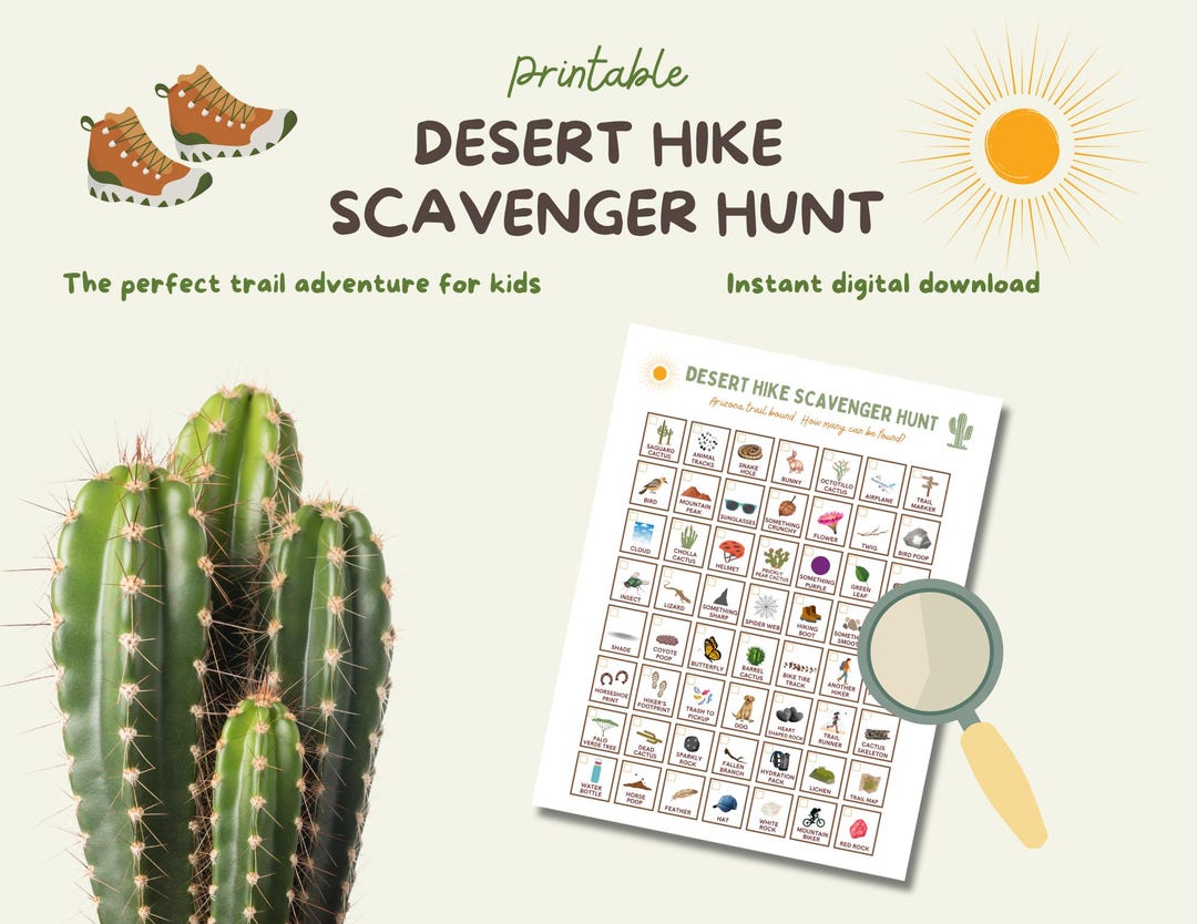Desert Hike Printable Scavenger Hunt Kids Arizona Hiking Scavenger Hunt ...