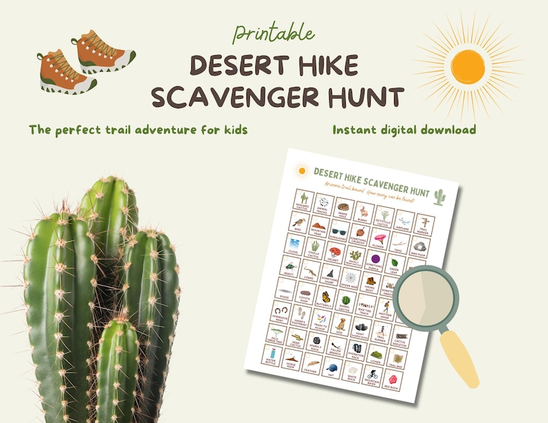 Desert Hike Printable Scavenger Hunt Kids Arizona Hiking Scavenger Hunt ...