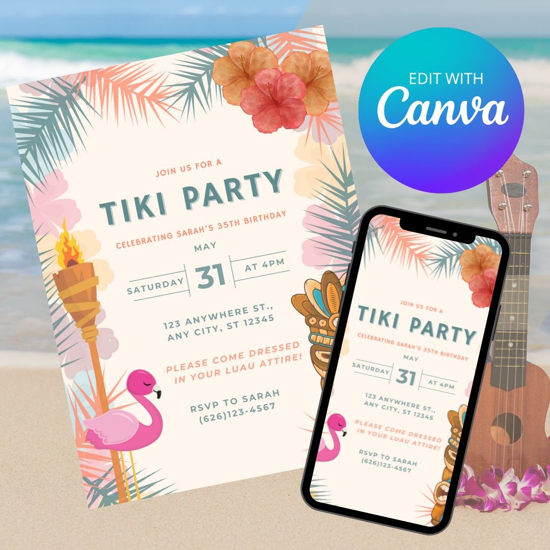Luau Party, Tiki Party Invite - Etsy