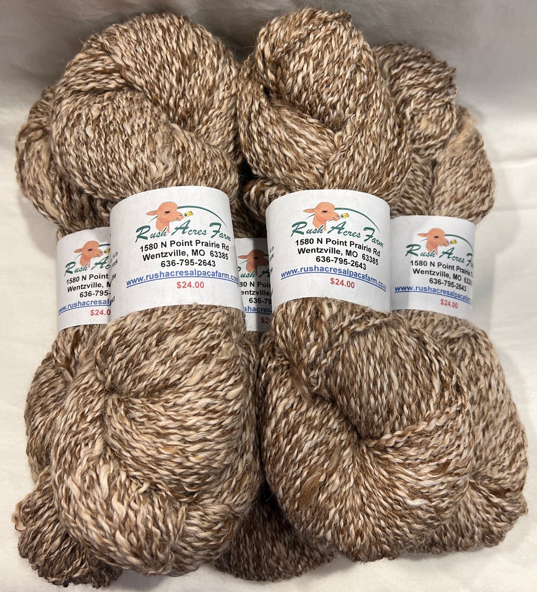 Beige / Dark Fawn Marled 100% Alpaca Yarn - 3-ply Worsted Weight - 200 ...