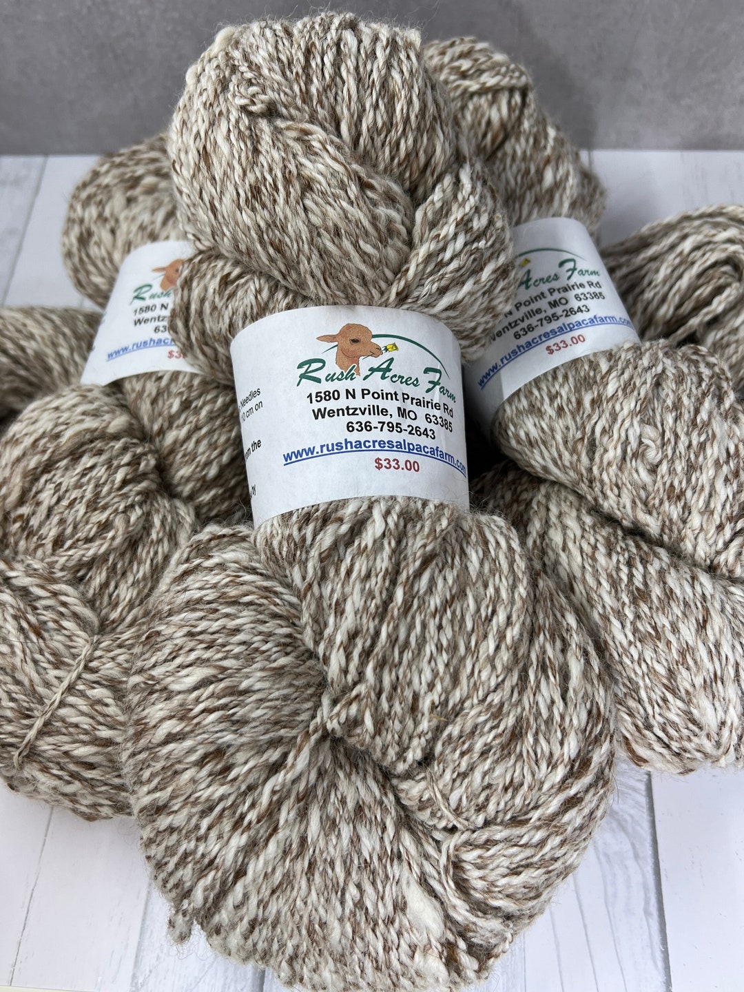3 Ply Bulky Weight Alpaca Yarn - Beige and Brown Marled - 200 Yards ...