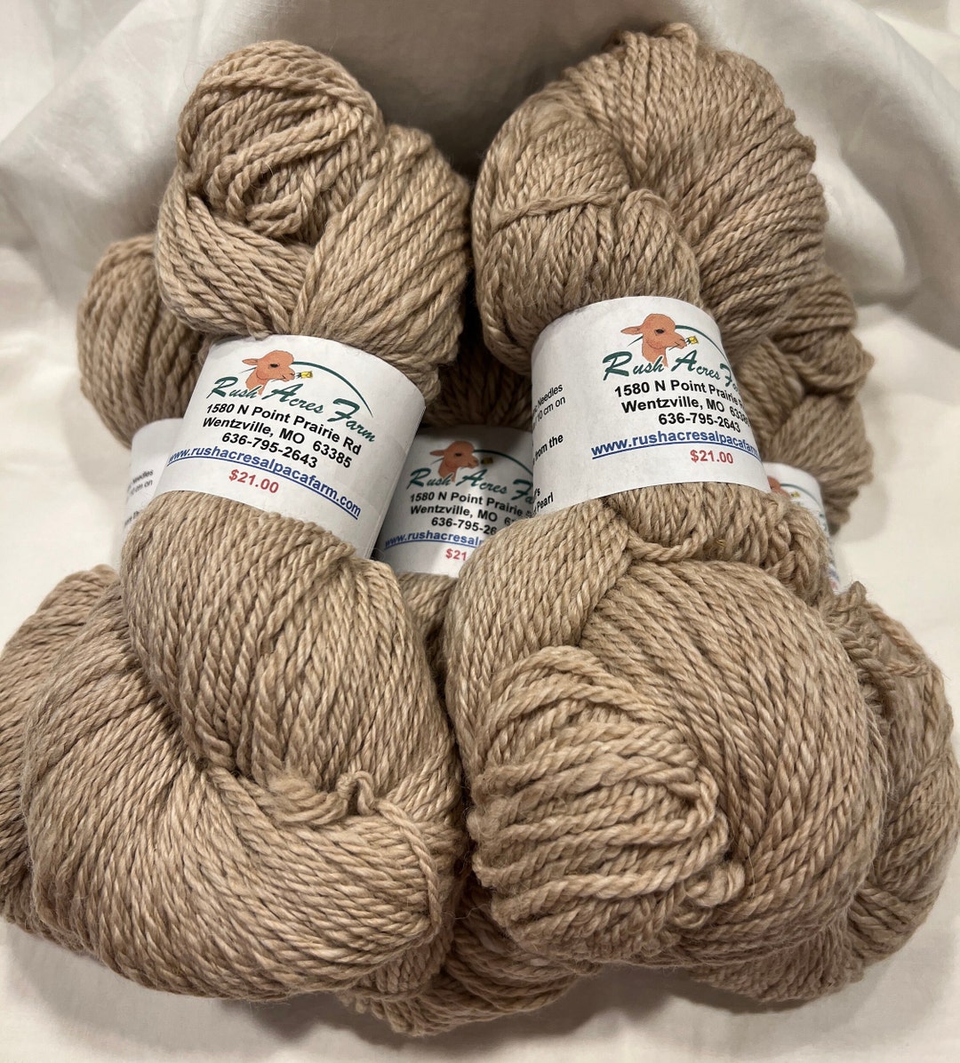Alpaca Yarn - 100% Huacaya - Light Fawn - 3 Ply Bulky Weight - 200 ...