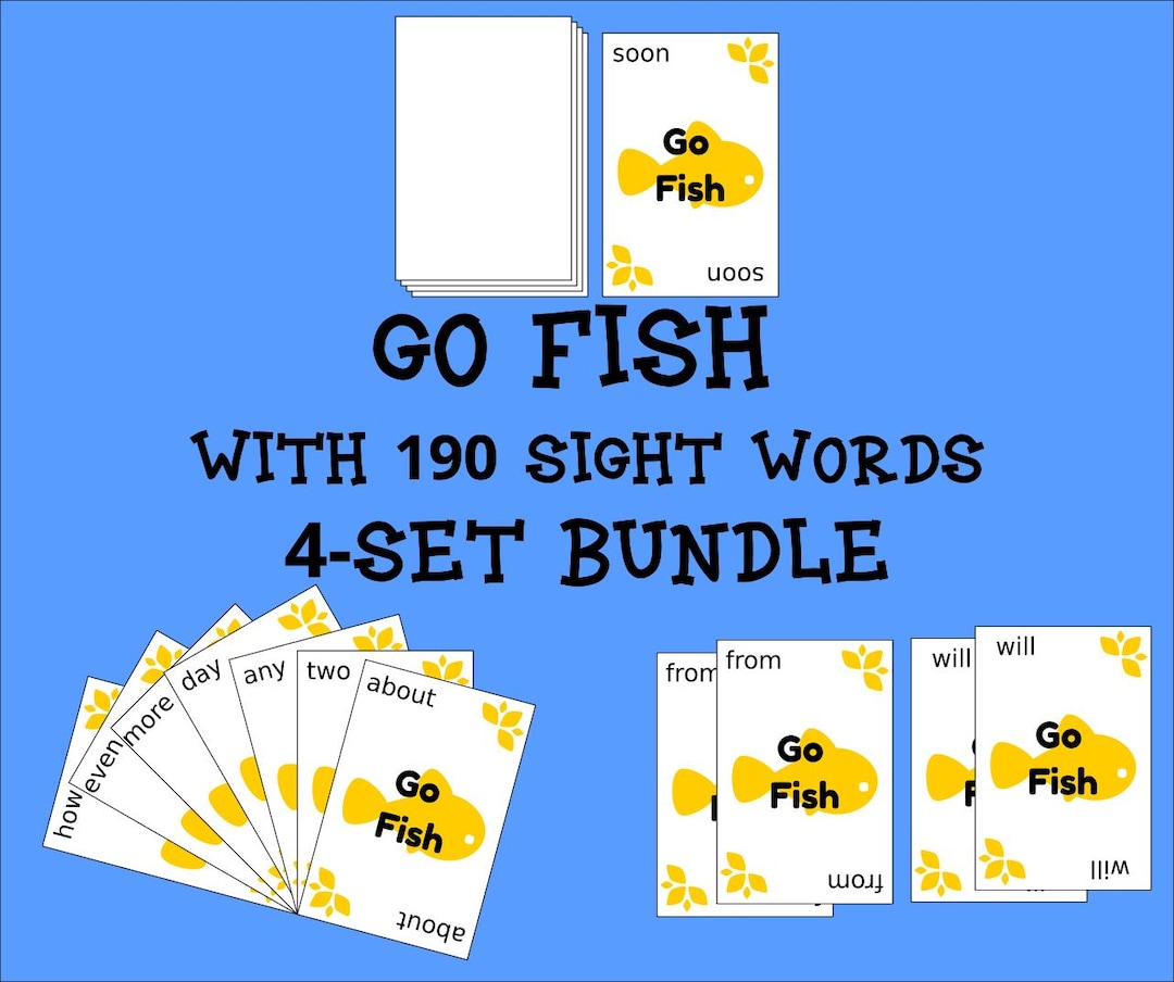 DIGITAL DOWNLOAD- Sight Word Go Fish Game – 4 Set Bundle:190 Essential ...