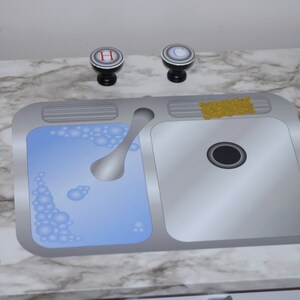 Sink Play Kitchen Decal – Pretend Faucet & Knob Stickers – DIY Toy ...