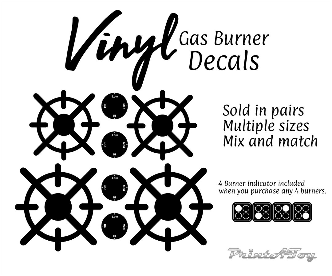 VINYL Printatoy Gas Stove Top Dramatic Play Kitchen Decals. DIY Gas ...