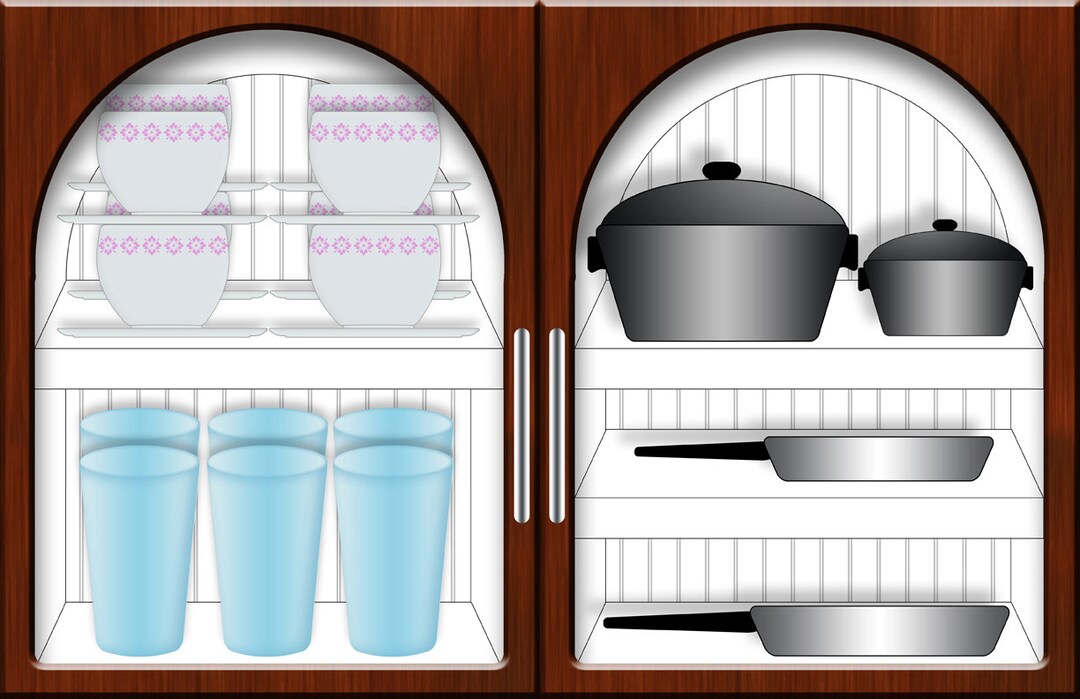 DIGITAL DOWNLOAD Cupboard Dramatic Play Kitchen Decals. Playhouse ...