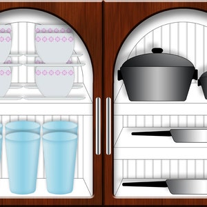 DIGITAL DOWNLOAD Cupboard Dramatic Play Kitchen Decals. Playhouse ...