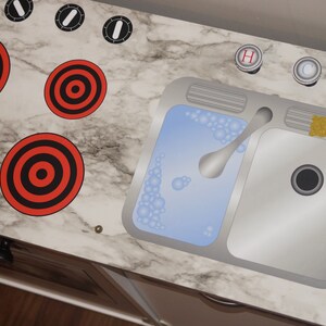 Sink Play Kitchen Decal – Pretend Faucet & Knob Stickers – DIY Toy ...
