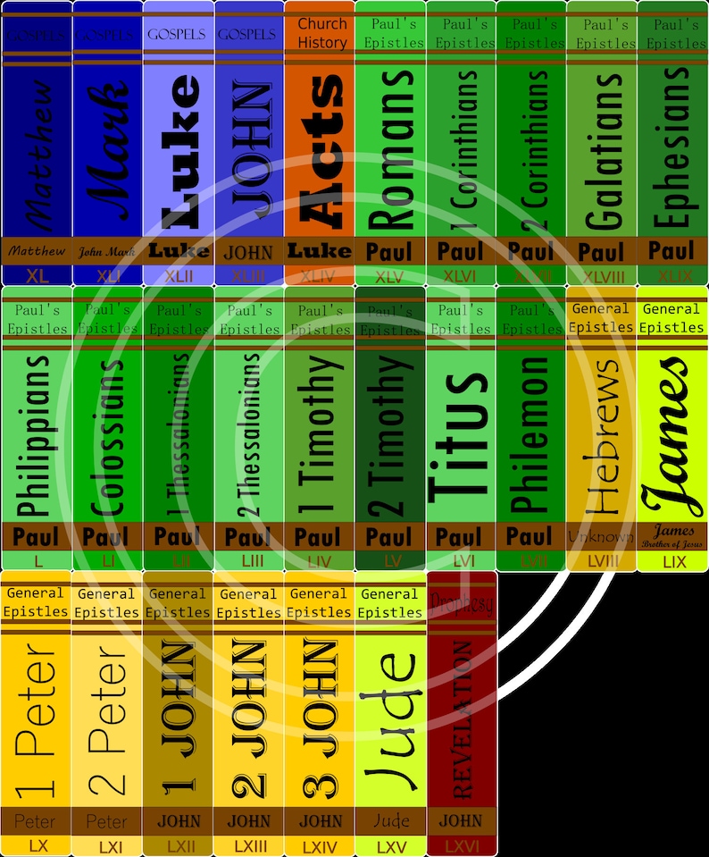 Printable Bible Book Spines – 66 Books, Author & Category (PDF Download ...