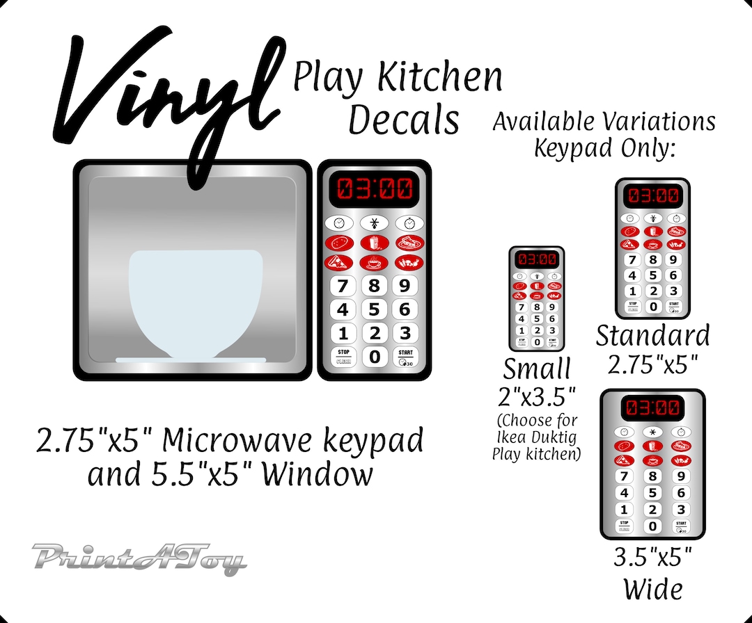 VINYL- Printatoy Microwave Dramatic Play Kitchen Decal. Preschool Toy ...