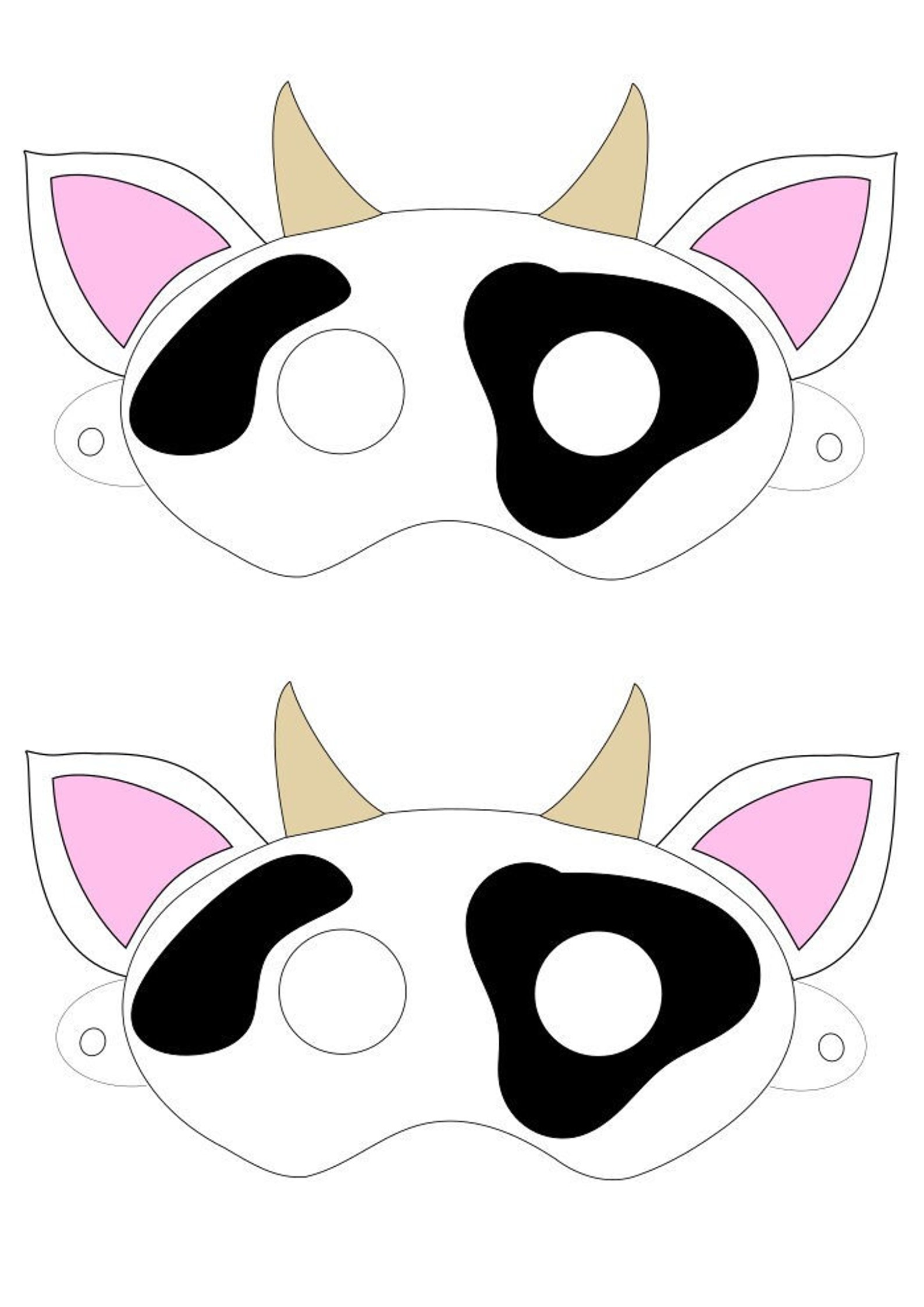 DIGITAL DOWNLOAD Cow Mask Printable Vector File. Easy Costume. - Etsy