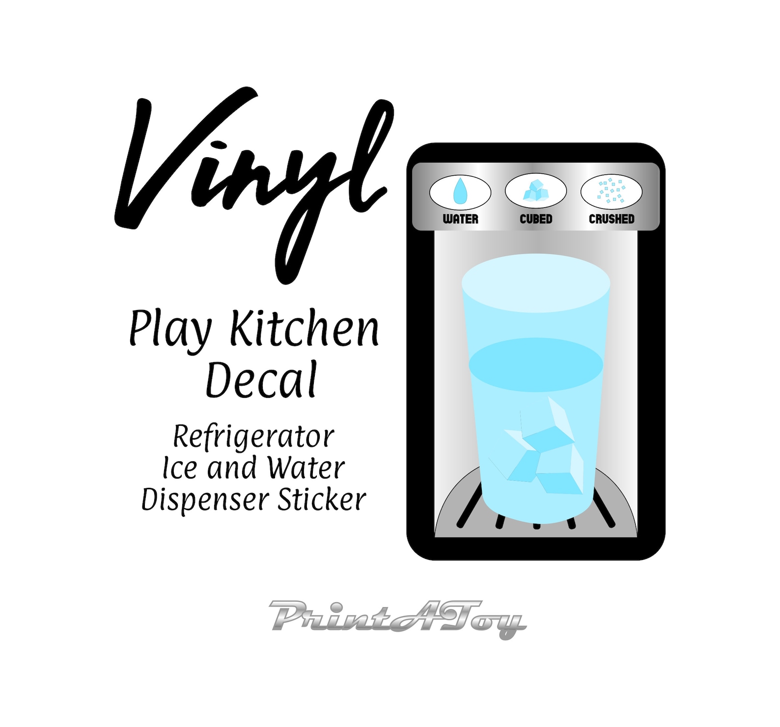 VINYL- Printatoy Ice Maker/water Dispenser Dramatic Play Kitchen Decal ...