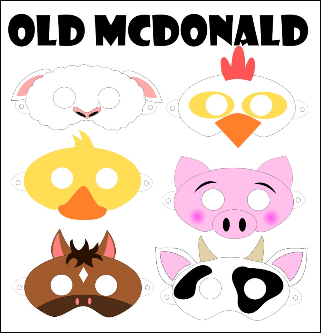 DIGITAL DOWNLOAD- Old Mcdonald Farm Animal Masks. Barn Yard Friends ...