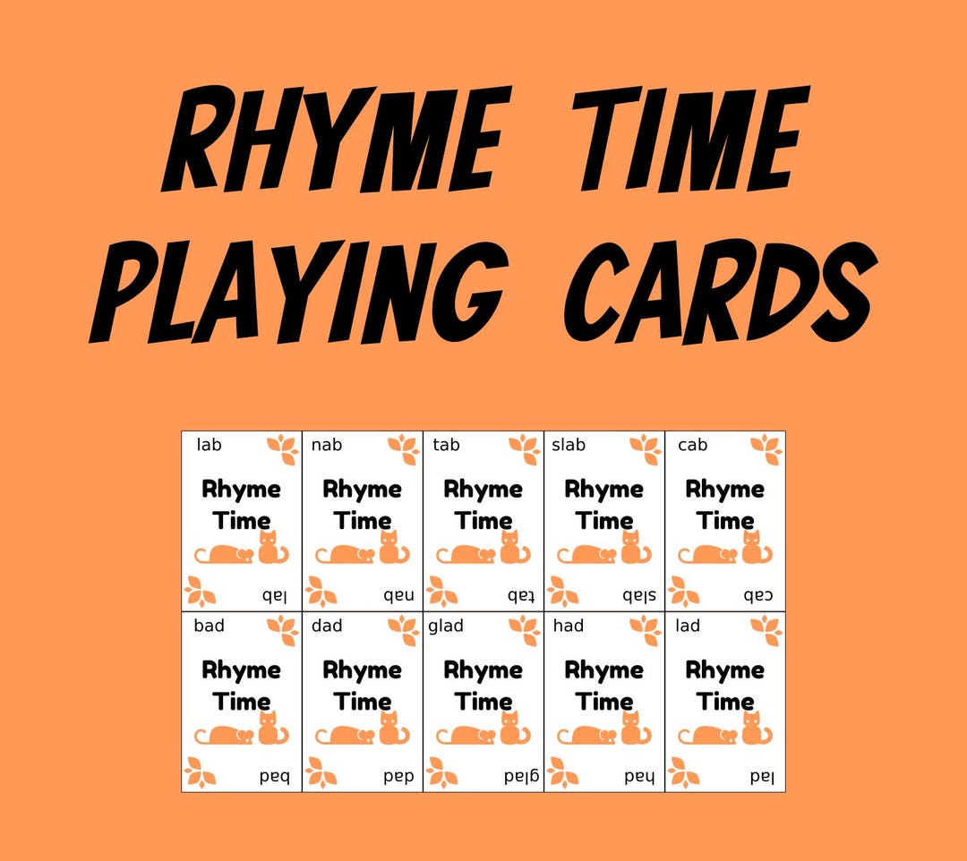 DIGITAL DOWNLOAD Rhyme Race Card Game 110 Rhyming Word Cards Phonemic ...