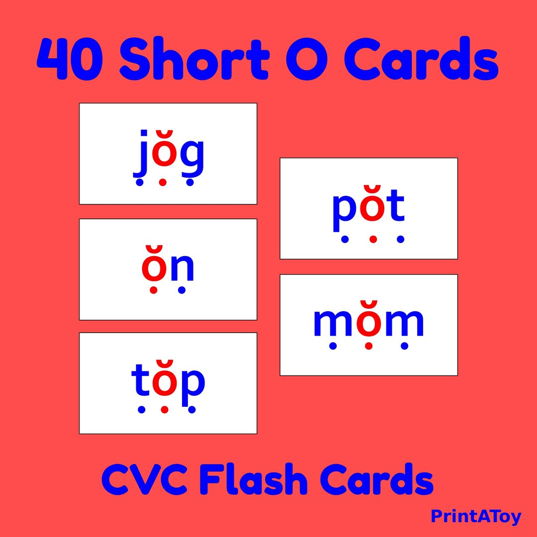 40 Short O CVC Flash Cards | Orton-gillingham Decodable Reading ...