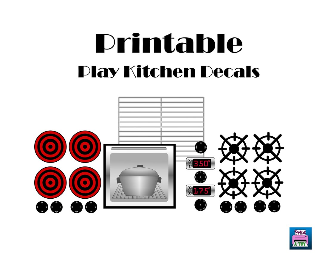 DIGITAL DOWNLOAD- Printatoy Oven Dramatic Play Kitchen Decals. Child ...