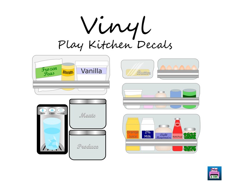 VINYL Refrigerator Dramatic Play Kitchen Decals. Ice Maker - Etsy