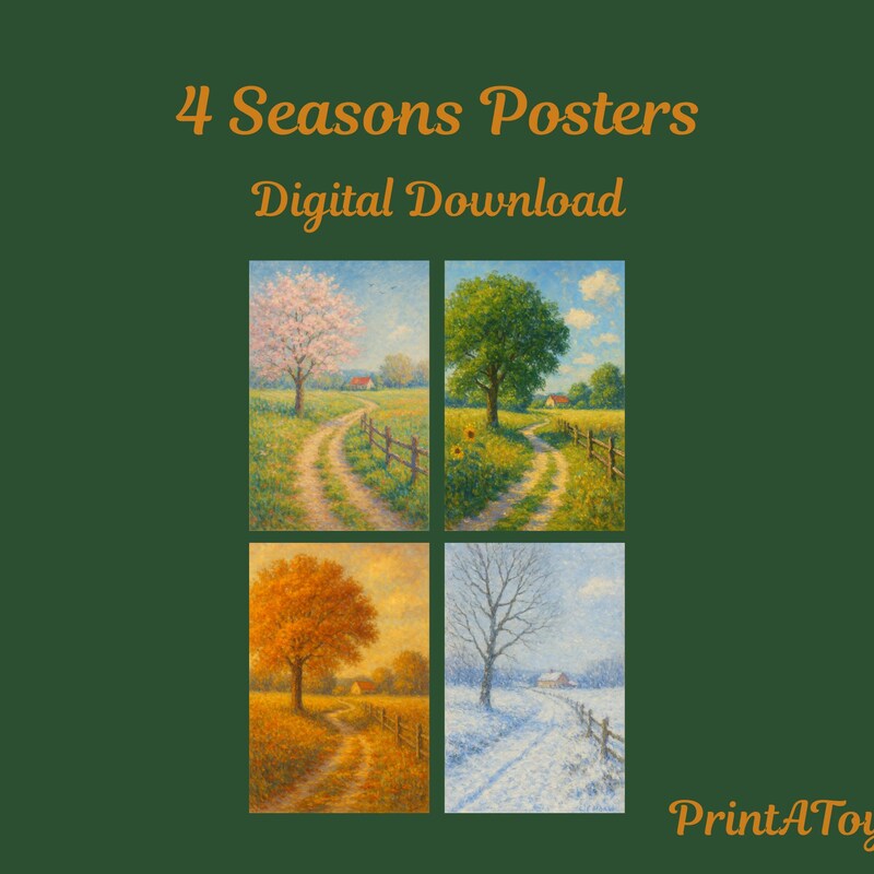 4 Seasons Paintings - Etsy