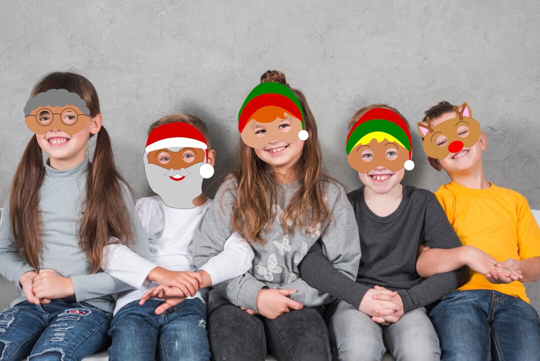 Printable Christmas Character Masks | Santa, Elf, Reindeer (PDF) - Etsy UK
