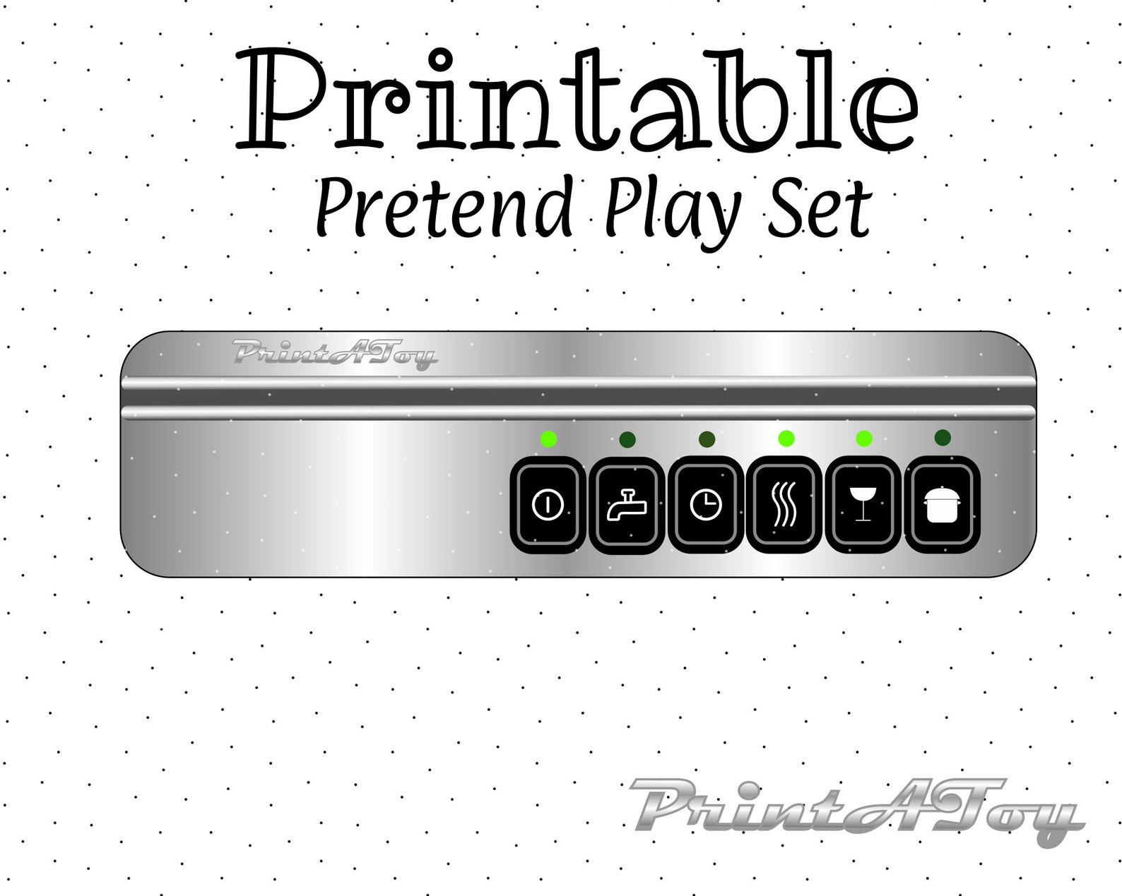 DIGITAL- Printatoy Dishwasher Dramatic Play Kitchen Decal. Top Panel ...