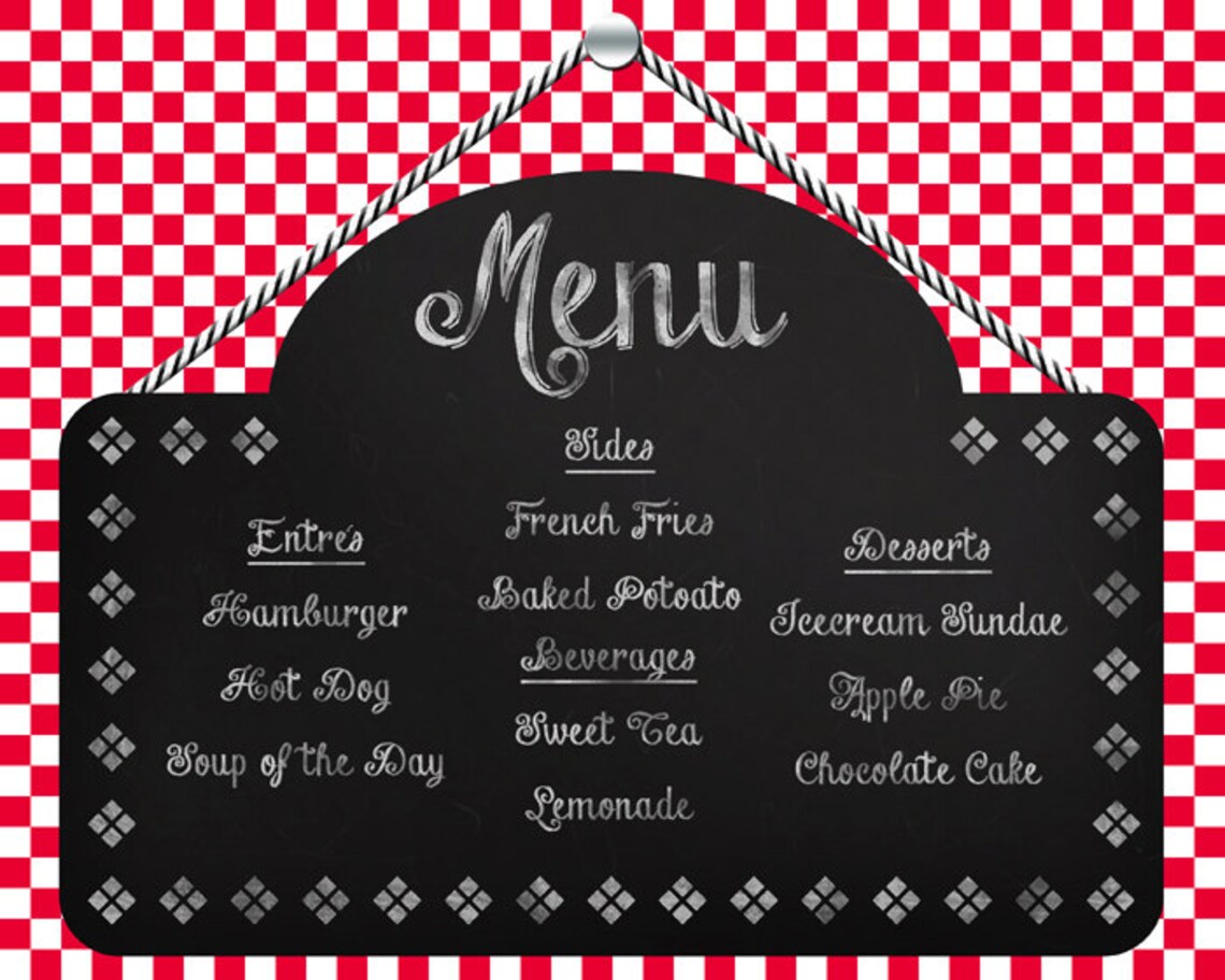 DIGITAL DOWNLOAD Restaurant Menu Board Printable Files - Etsy