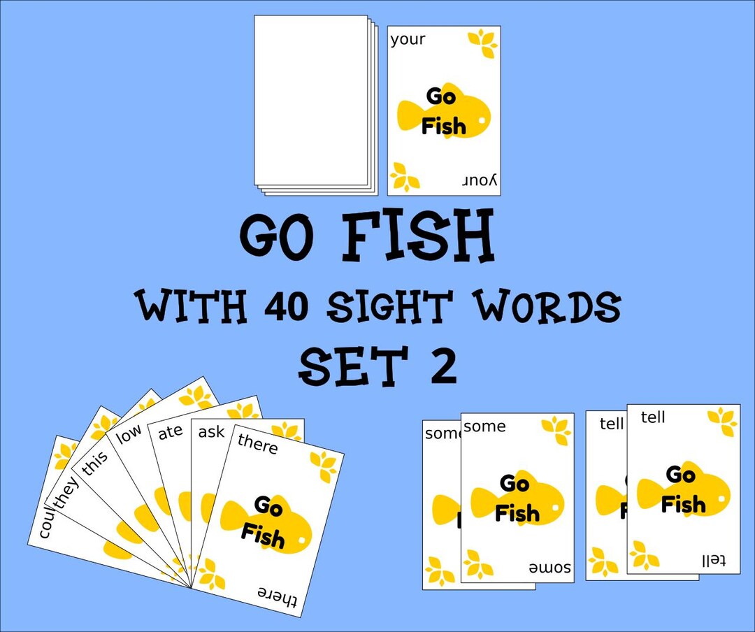 Sight Word Go Fish Game - Set 2: Early Reading Cards - Etsy