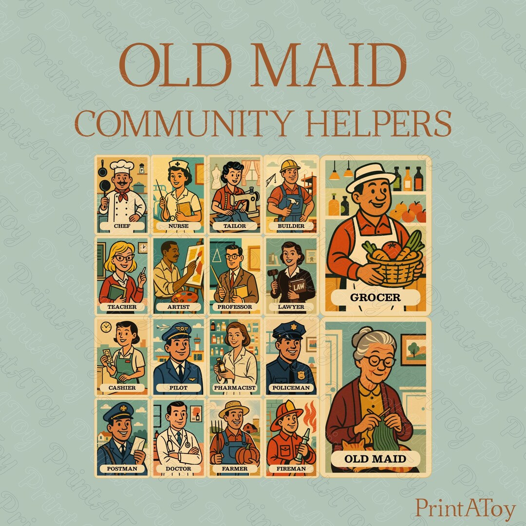 Community Helper Old Maid Cards - Reading Practice Game - Social ...