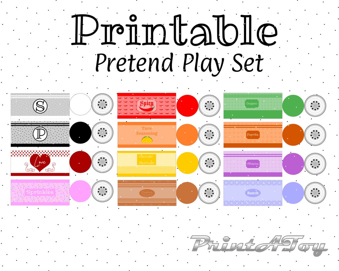 Digital- Printatoy Spice Shaker Labels Pretend Play Kitchen Decals for ...