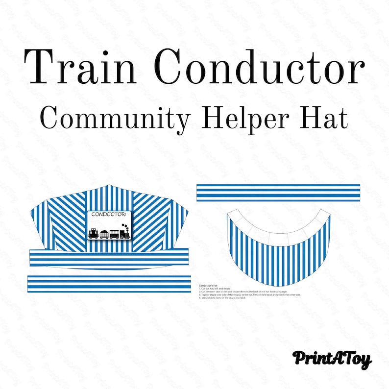 Printable Train Conductor's Hat | Community Helper Dramatic Play Prop ...