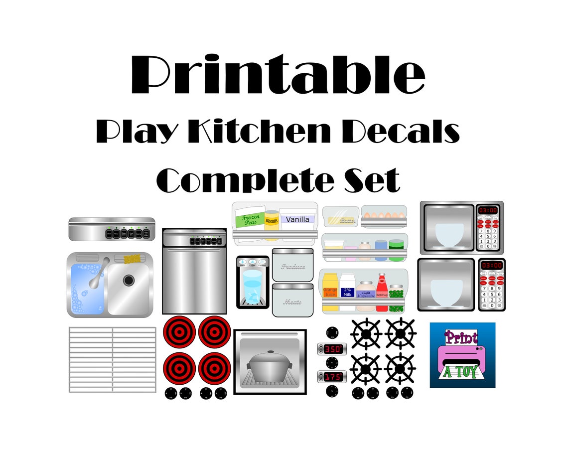 DIGITAL DOWNLOAD Printatoy Dramatic Play Kitchen Decal Set. - Etsy