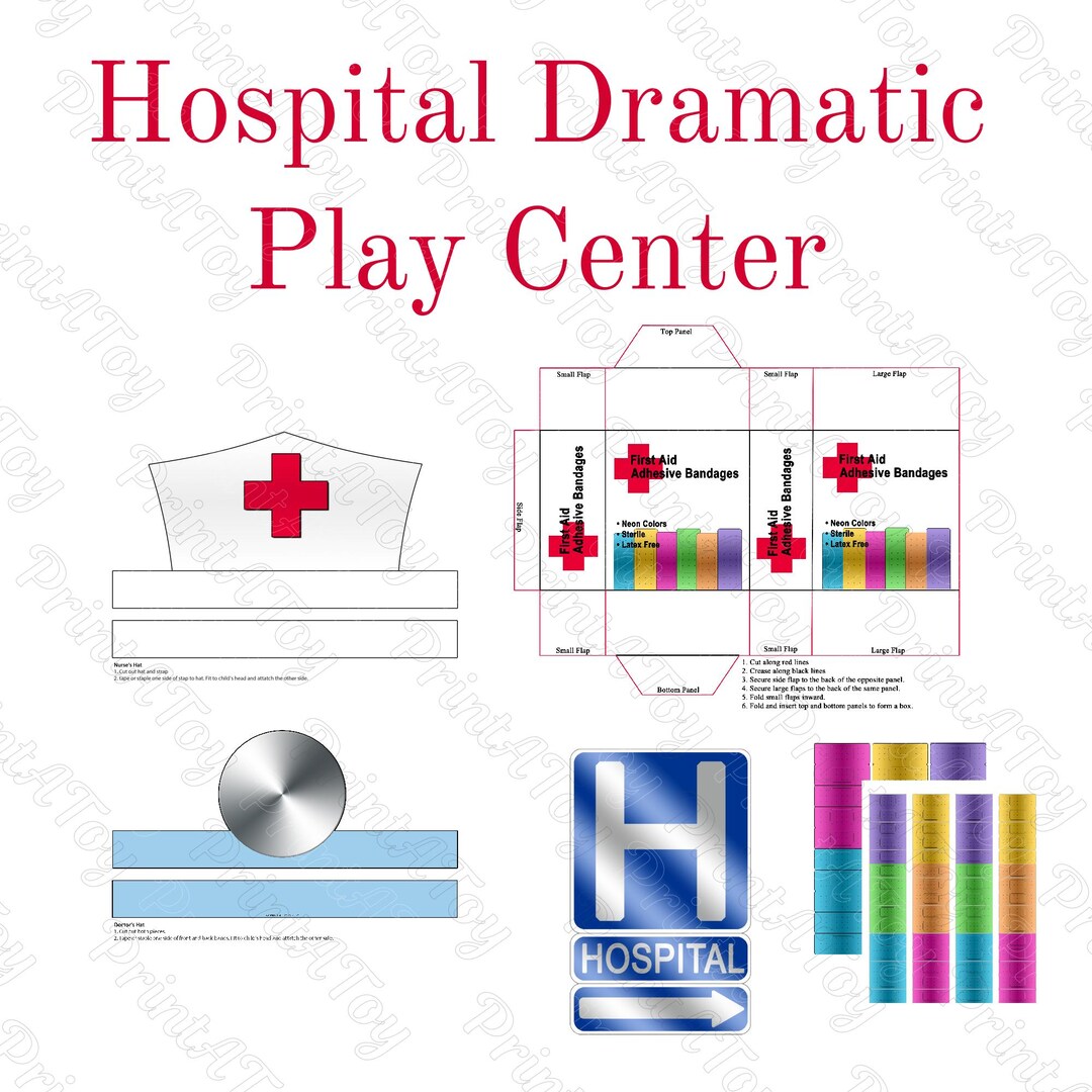 Printable Hospital Dramatic Play Set | Doctor, Nurse Hats (digital ...