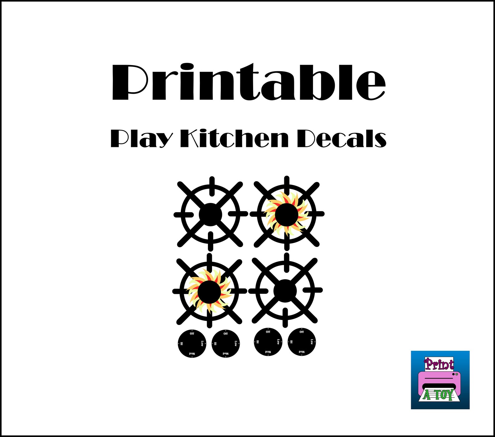 DIGITAL DOWNLOAD Gas Burners Dramatic Play Kitchen Decals. | Etsy