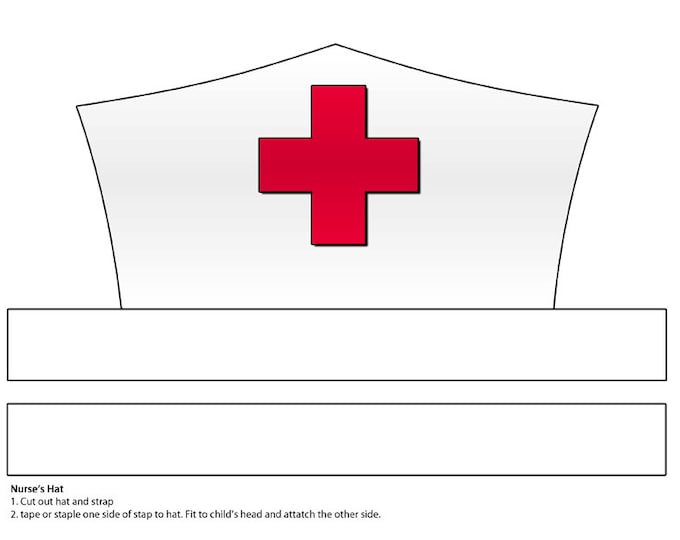 Nurse Cap Hat Paper Crown Party Coloring Printable Kids Craft Doctor ...