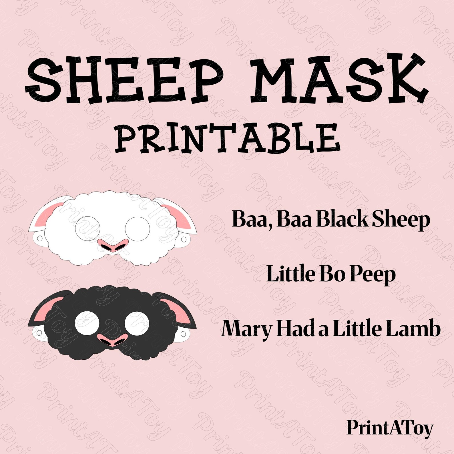 Printable Sheep Masks | Nursery Rhyme Costumes (PDF) - Etsy