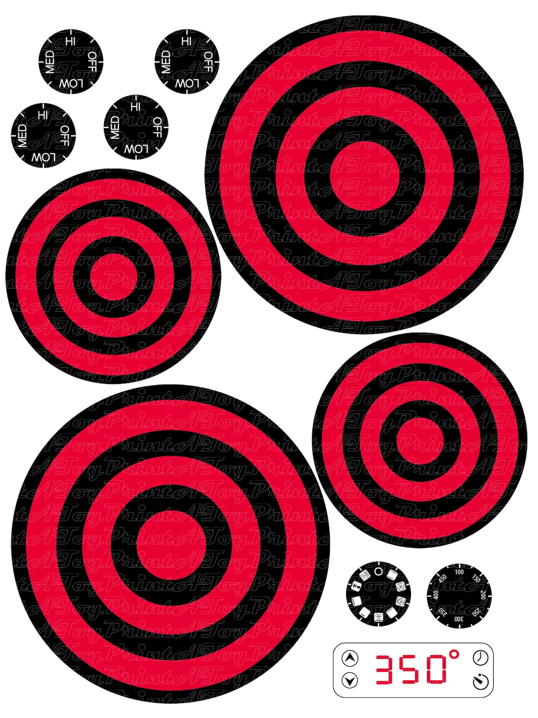 Digital-printatoy Red Hot Electric Range Printable Stovetop Burners ...
