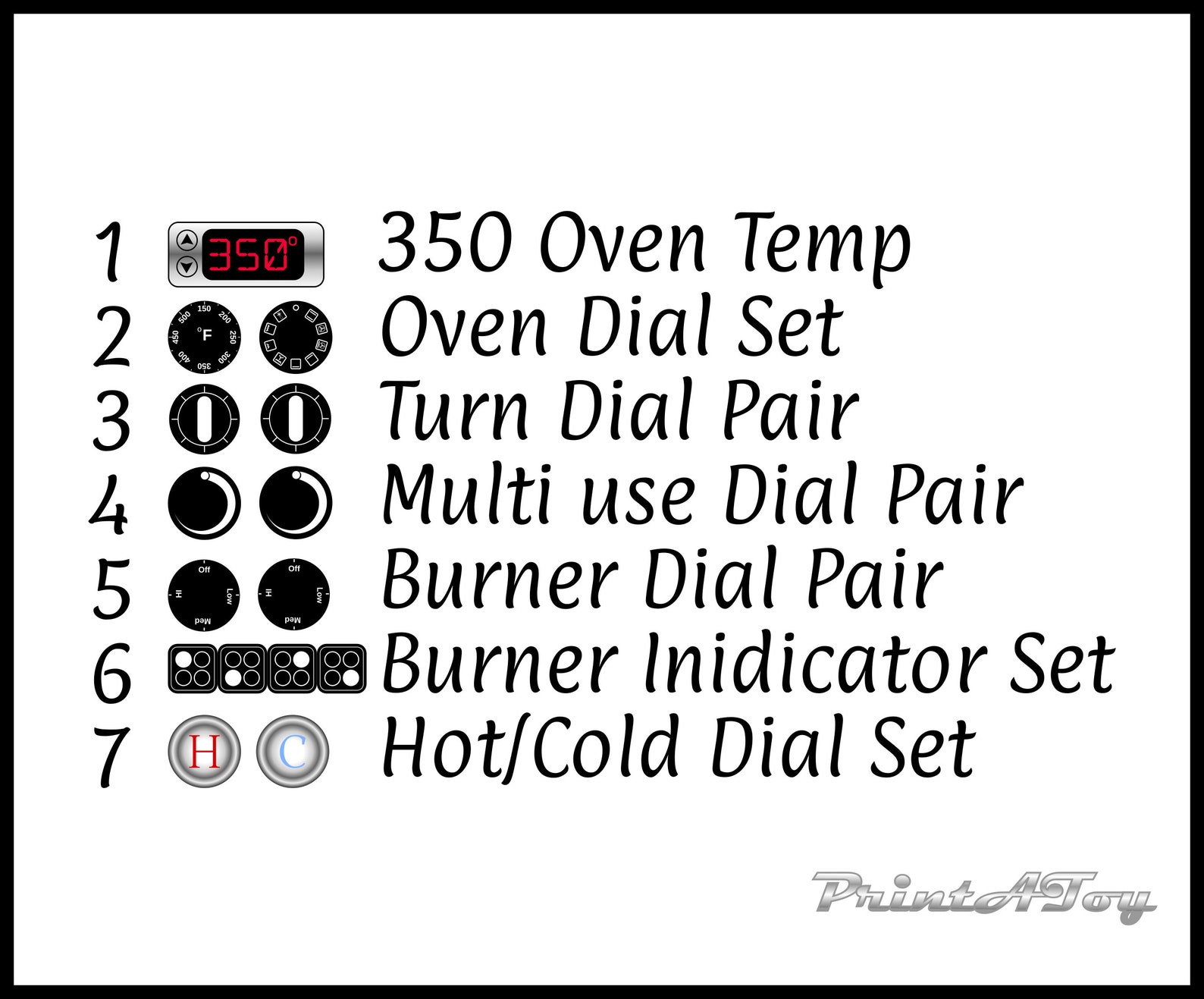 VINYL Printatoy Gas Stove Top Dramatic Play Kitchen Decals. - Etsy