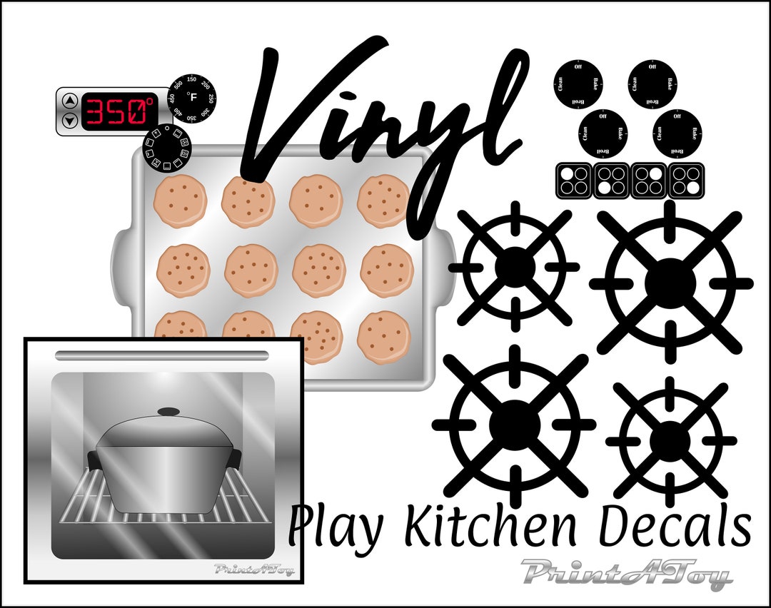 VINYL- Printatoy Stove Dramatic Play Kitchen Decals Oven, Chocolate ...