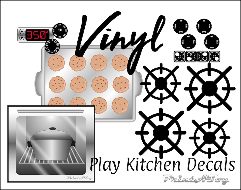 VINYL- Printatoy Stove Dramatic Play Kitchen Decals Oven, Chocolate ...