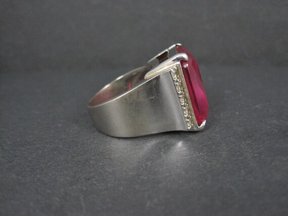 Large Synthetic Ruby Ring Sterling Silver Size 8.5 - Gem